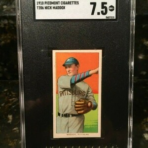 T206 Piedmont Nick Maddox SGC 7.5 Rare Authenticated Encased Graded ...