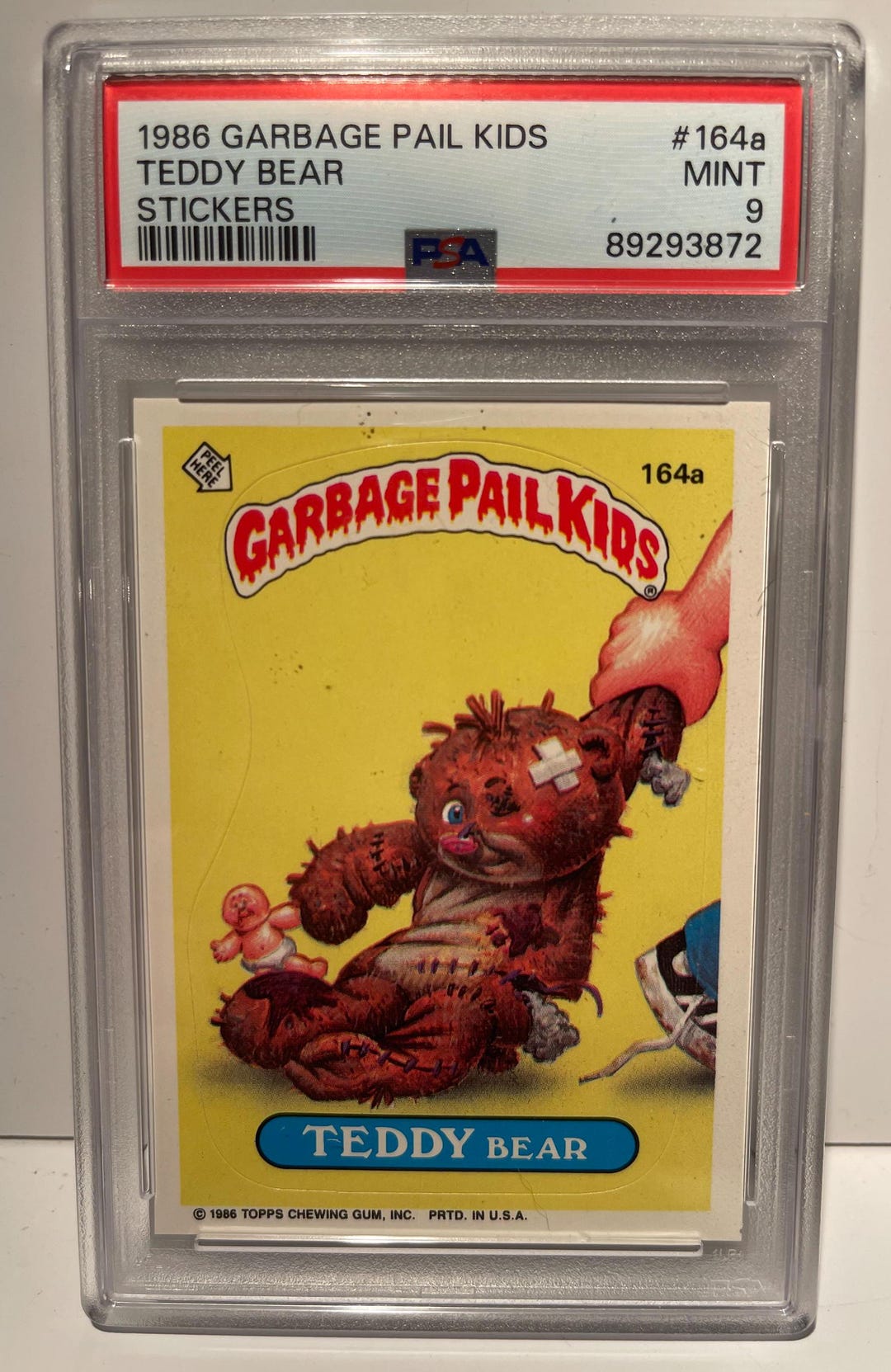 Teddy Bear 1986 Garbage Pail Kids Stickers #164a PSA 9 - Graded Encased ...