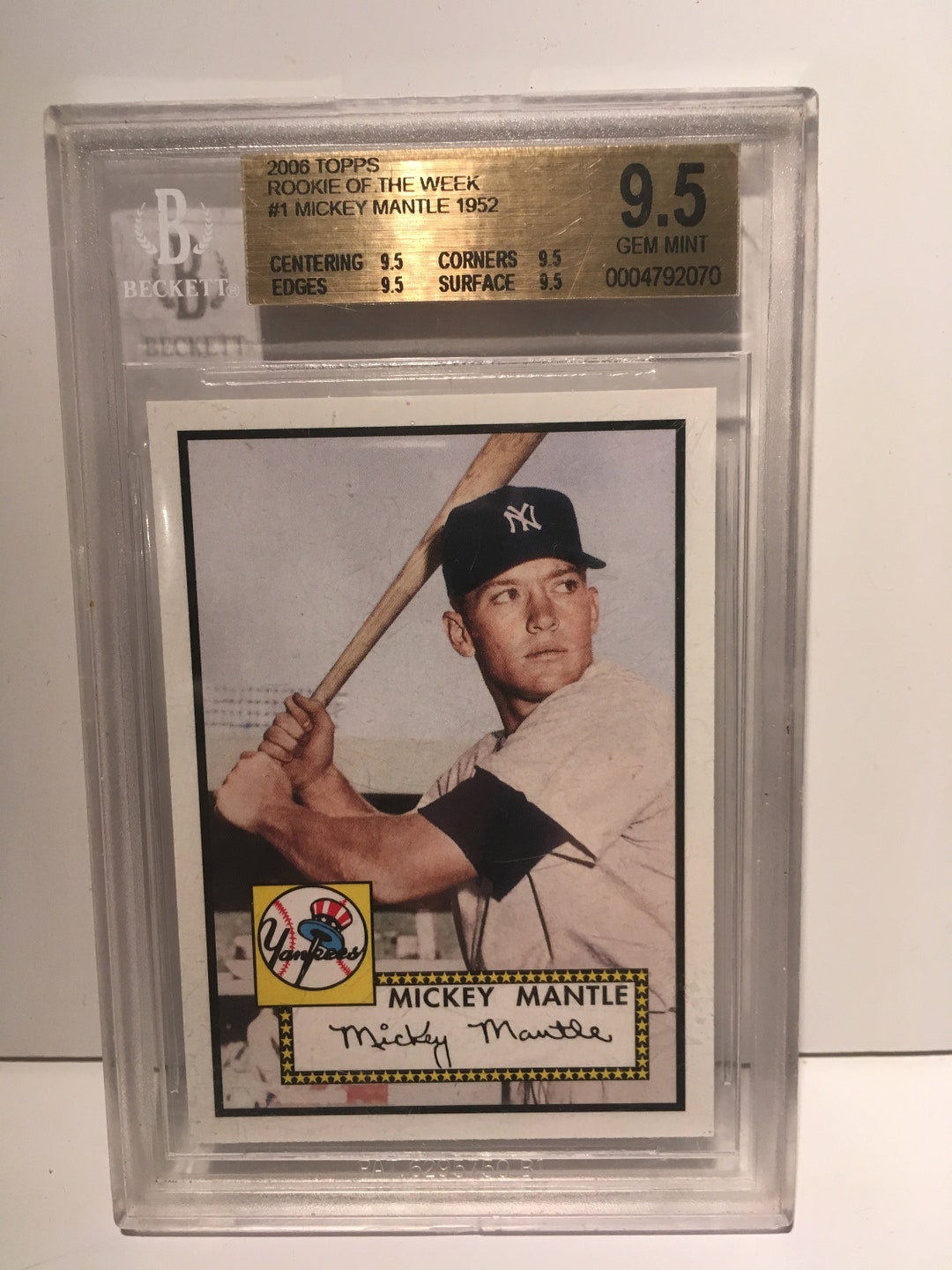 2006 Topps 1952 Rookie of Week #1 Mickey Mantle Baseball Card Graded ...