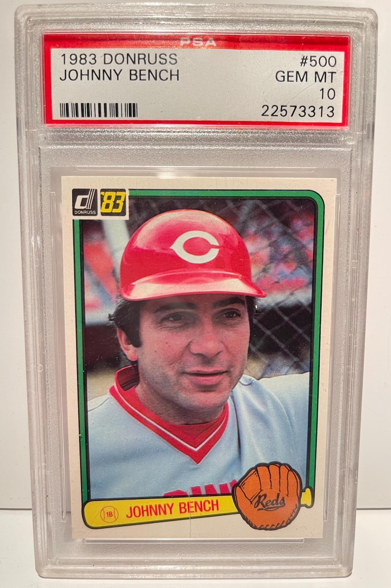 1983 Donruss #500 Johnny Bench PSA 10 GEM MINT Encased Authenticated - Etsy