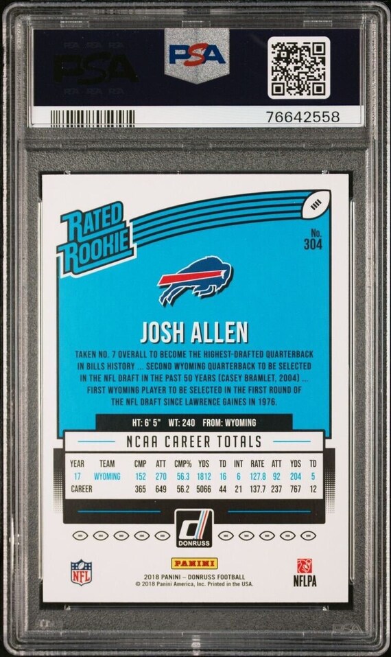 PSA10 Josh Allen【2018 Donruss Optic】RC Rated Rookie Card [N2wzE97698 ...