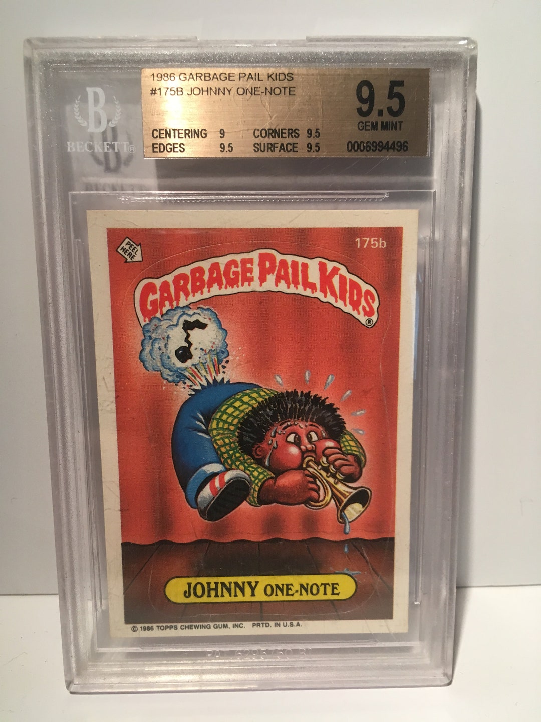 1986 Garbage Pail Kids "johnny One Note" - Graded & Authenticated ...