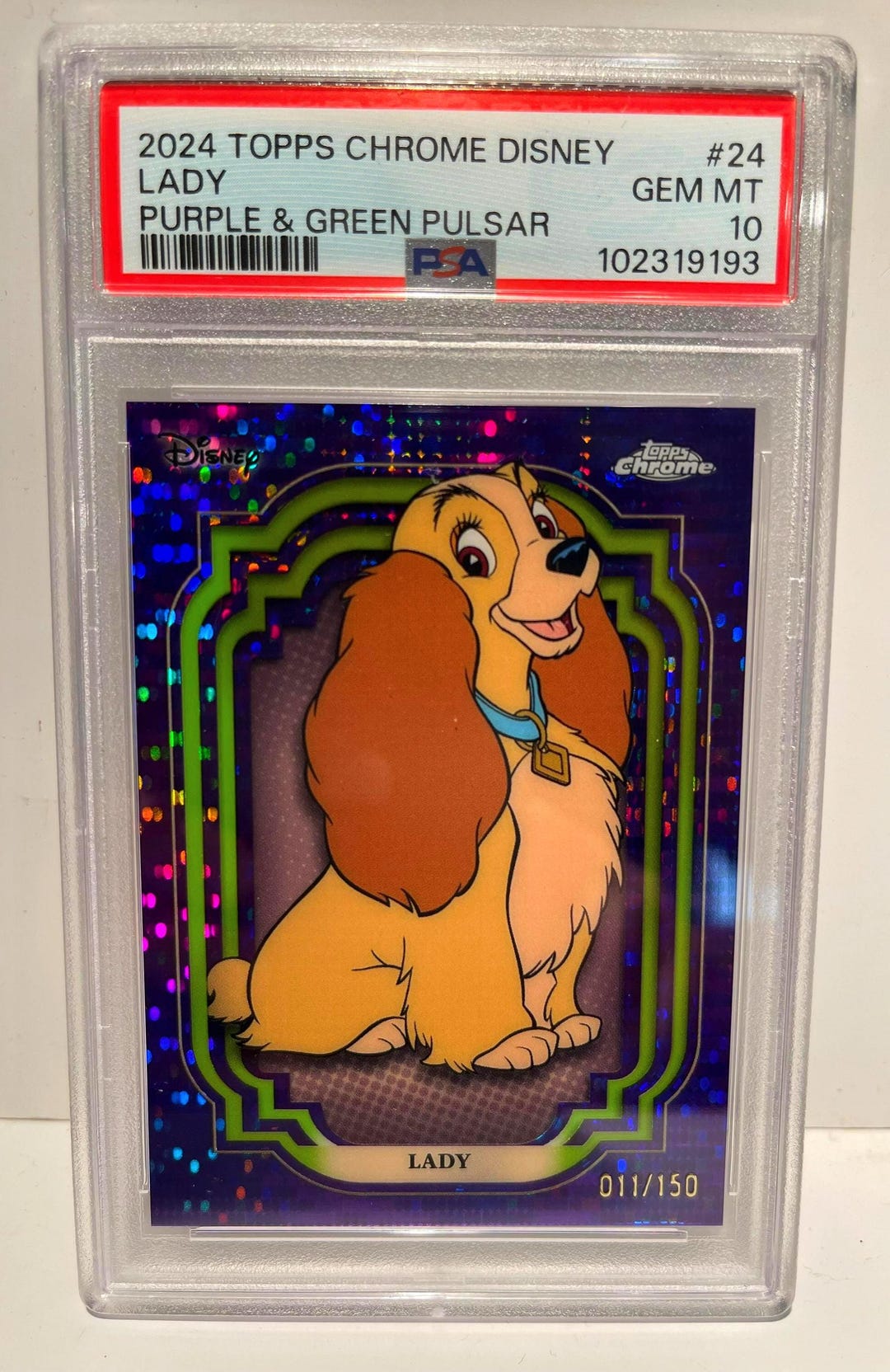 2024 Topps Chrome Disney Lady Purple and Green Pulsar #/150 PSA 10 ...