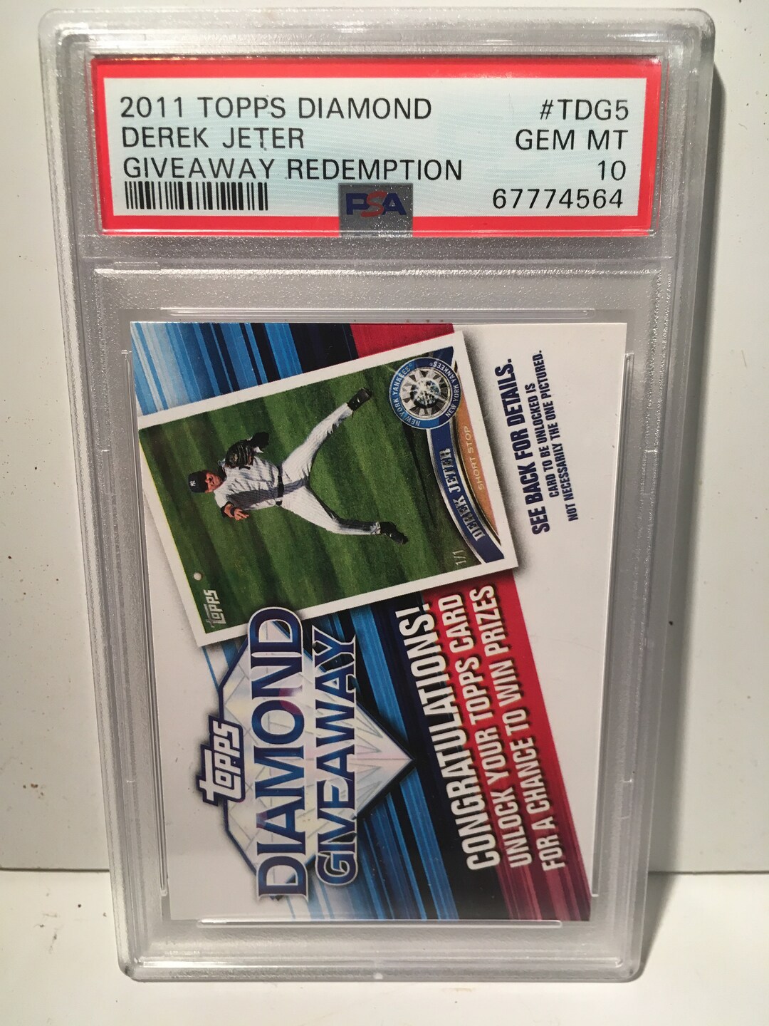 2011 Topps Diamond Giveaway Redemption Derek Jeter PSA 10 Rare - Etsy
