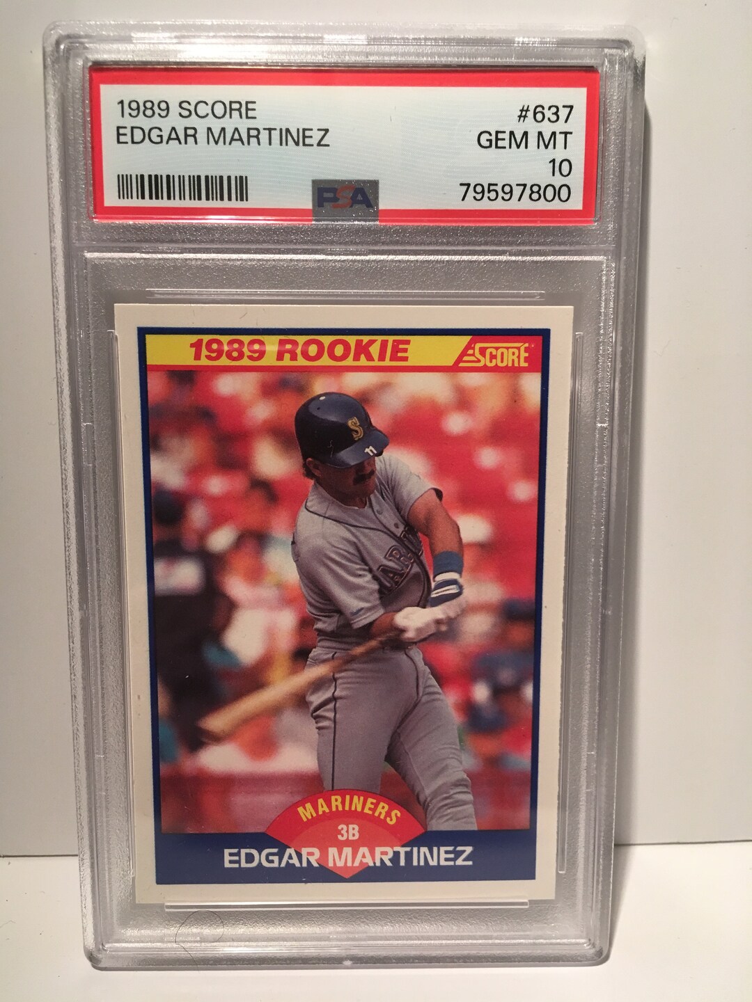 Edgar Martinez 1989 Score Rookie Card PSA 10 Gem Mint 637 Encased ...