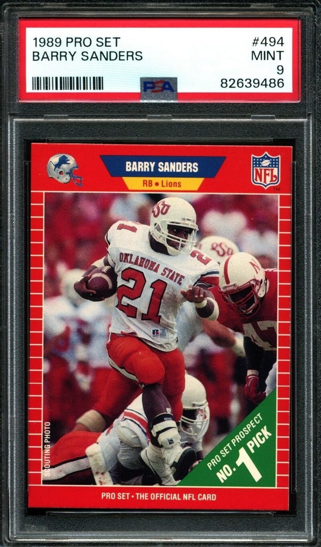 1989 Pro Set Barry Sanders Rookie Card RC #494 PSA 9 MINT - Graded ...