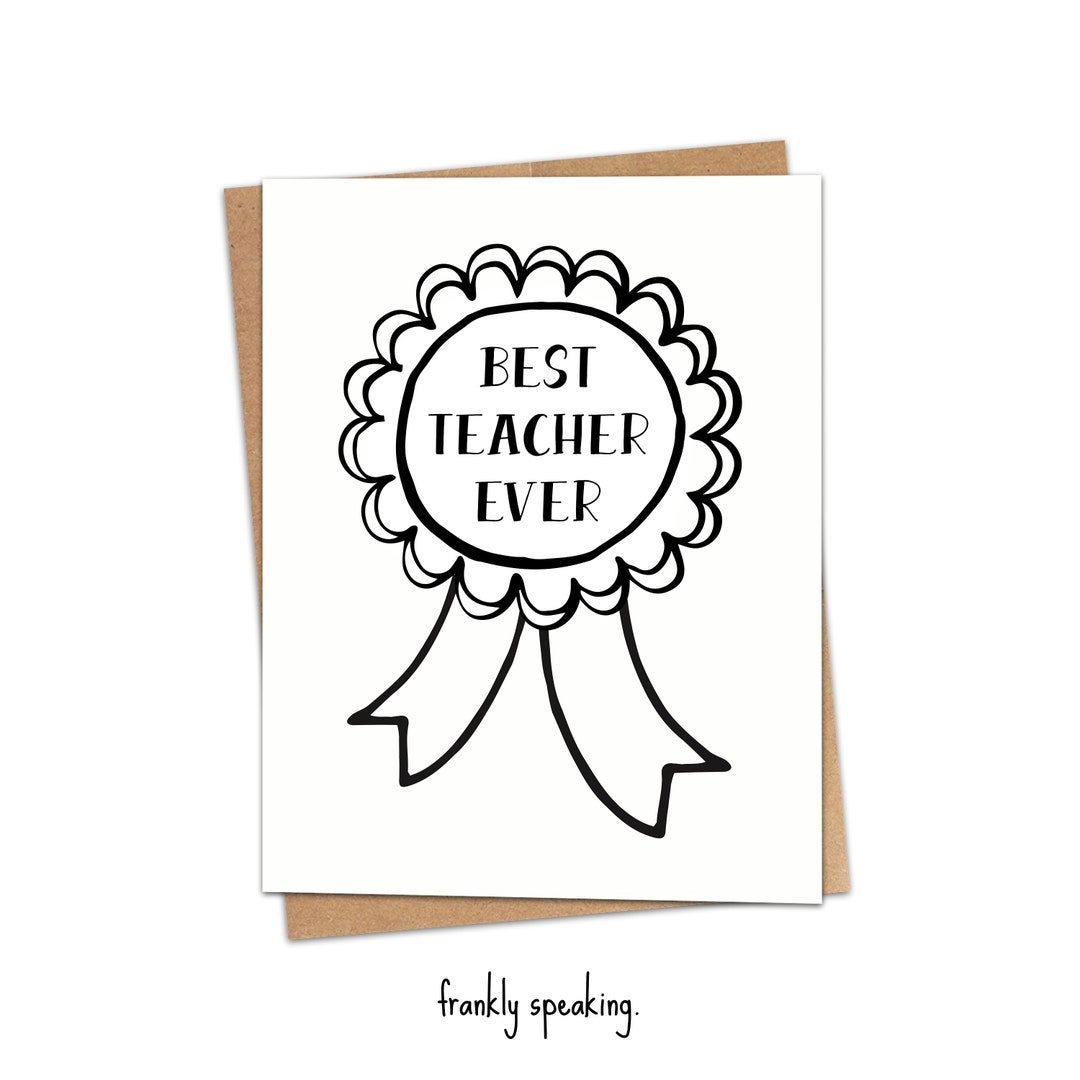 Best Teacher Ever Award Ribbon Greeting Card - Etsy