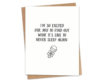 Funny New Baby Card, You'll Never Sleep Again, Funny Baby Shower Card ...