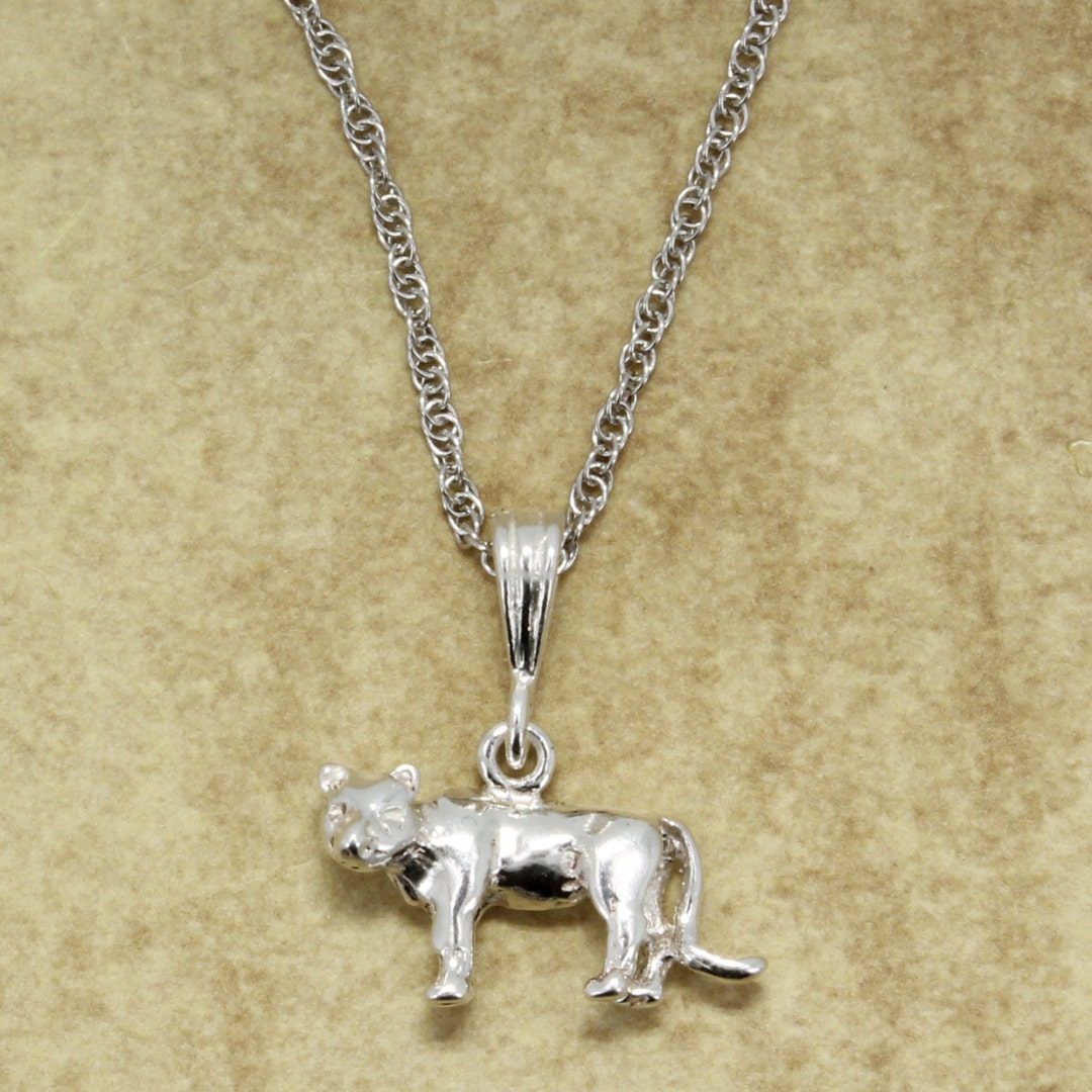 Cougar Necklace, 925 Sterling Silver Mountain Lion Necklace. Puma ...
