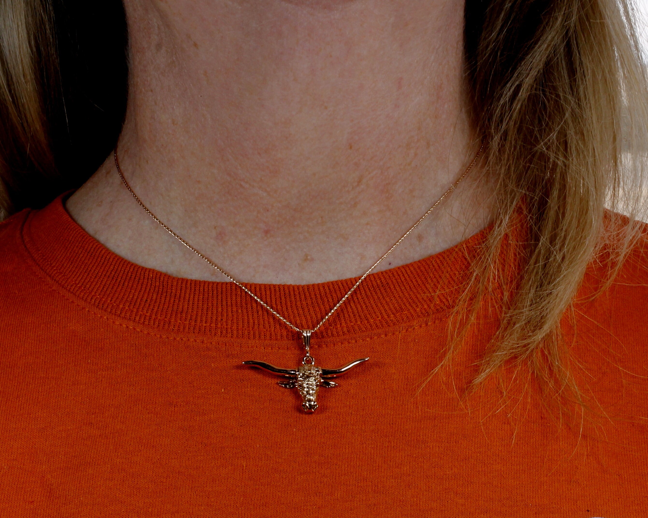 Rose Gold Texas Longhorn Necklace for Him or Her Burnt Orange | Etsy