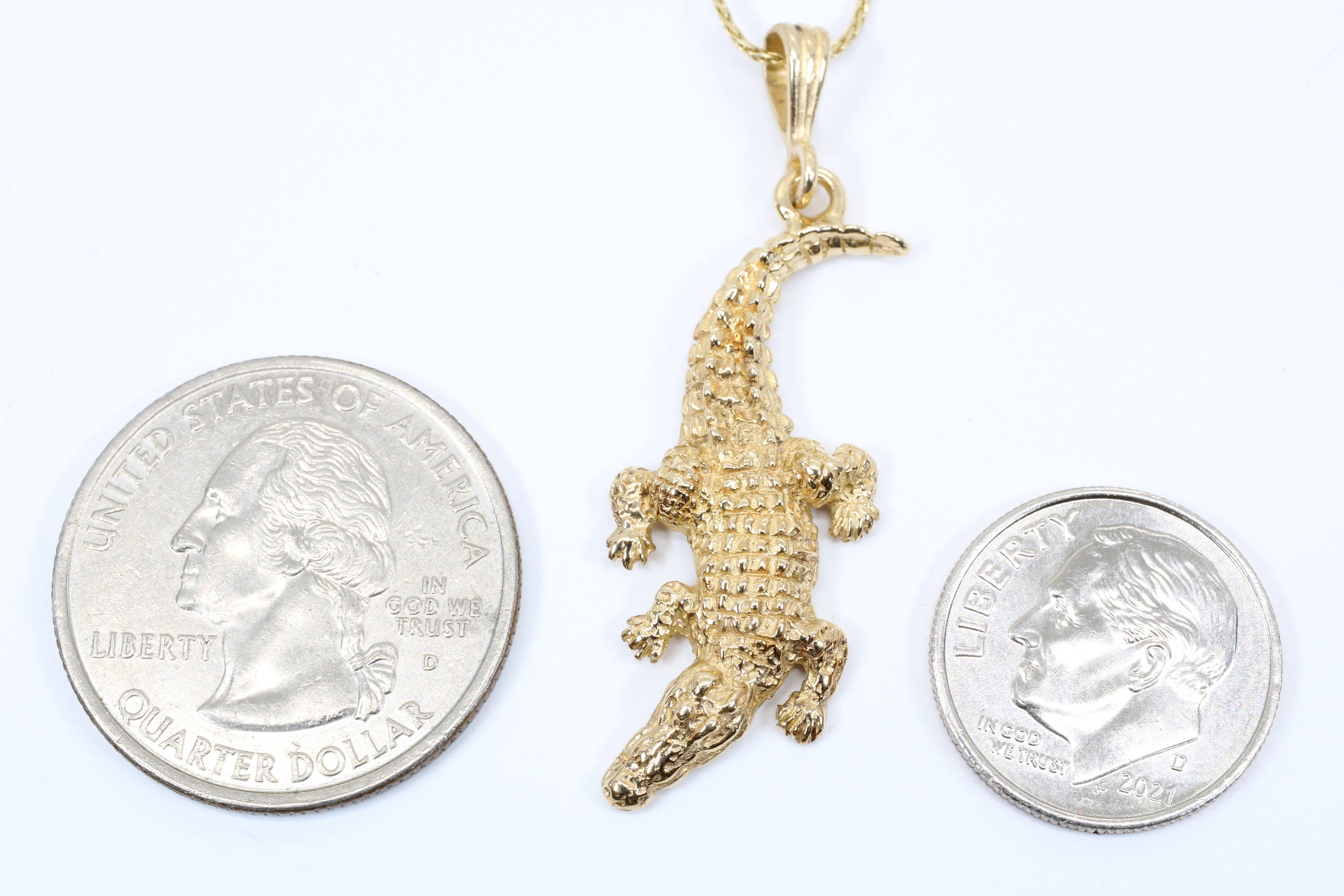 Large Gold Alligator Necklace in Solid 14kt Yellow Gold - Etsy
