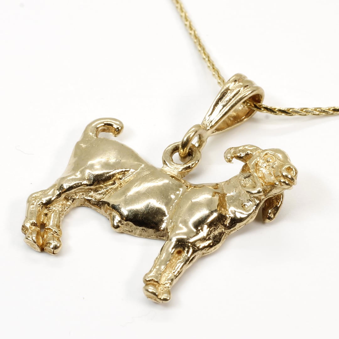 Gold Goat Necklace for Her, 14kt Solid Gold Champion Boer Goat Necklace ...