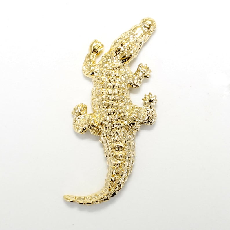 Large Alligator or Crocodile Brooch or Pin in 14kt Yellow Gold | Etsy