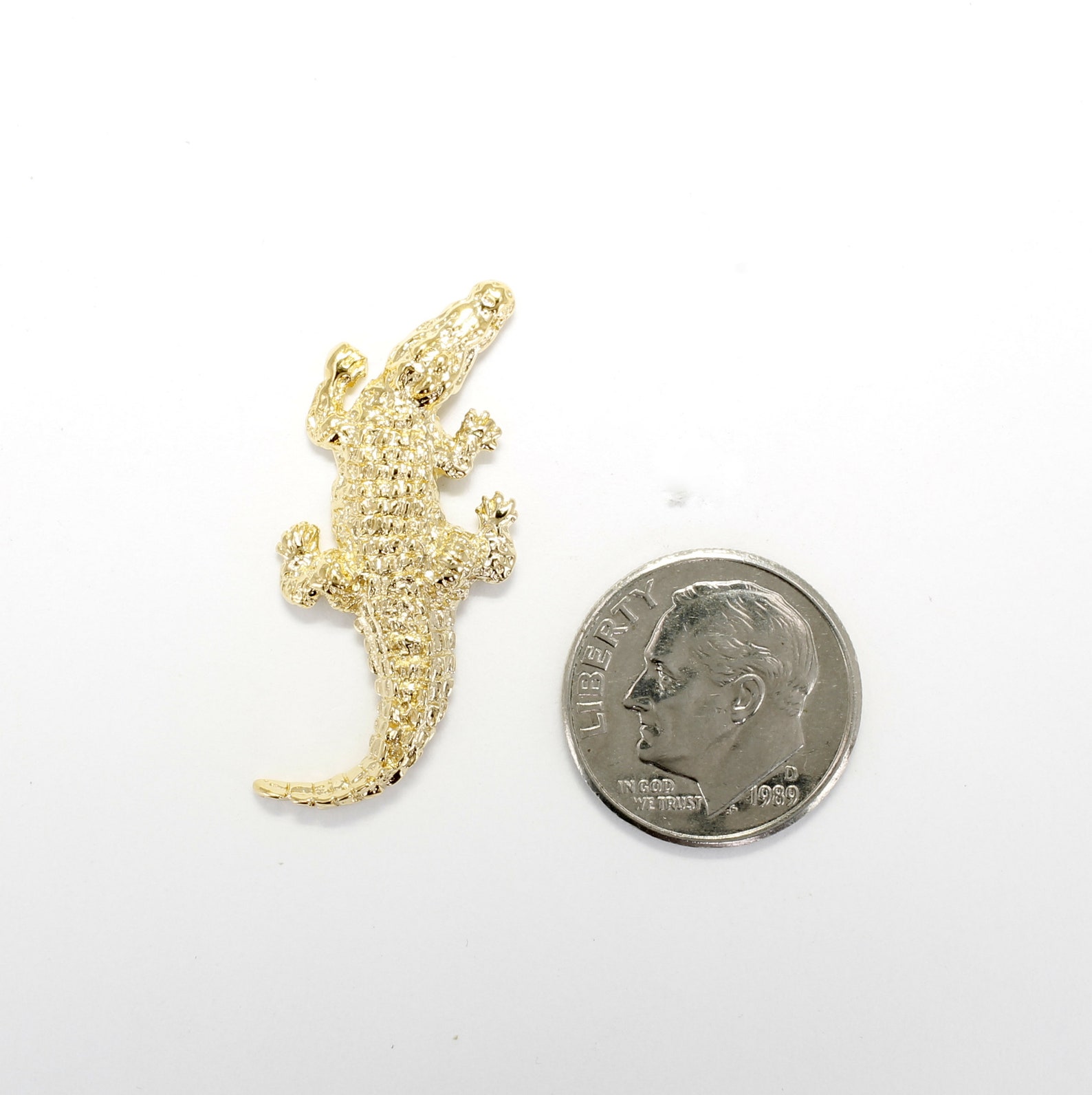 Large Alligator or Crocodile Brooch or Pin in 14kt Yellow Gold | Etsy