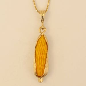 Corn Jewelry, Large 14kt Gold Corn Cob Necklace With 18" Chain, Unique ...