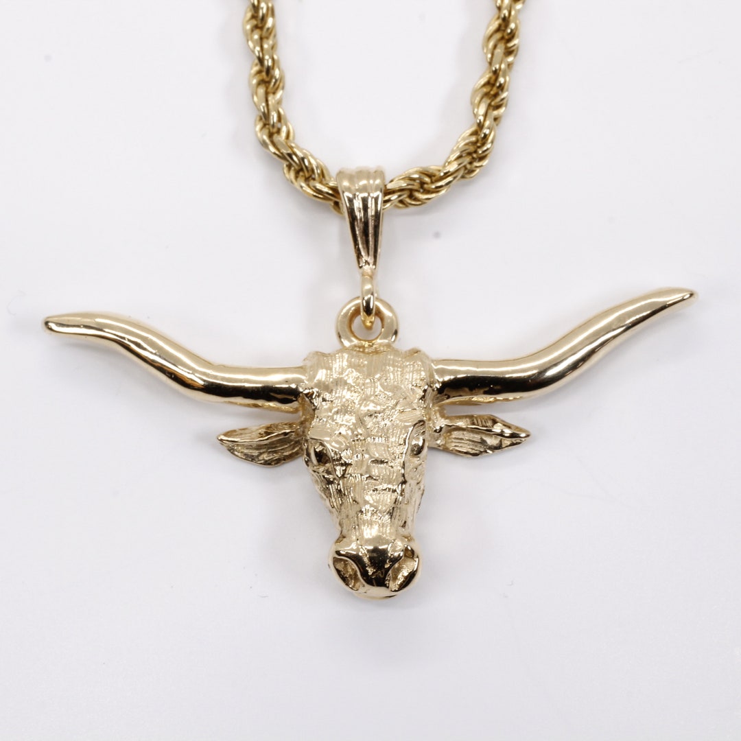 Gold Longhorn Necklace for Him or Her,texas Longhorn Logo Necklace ...