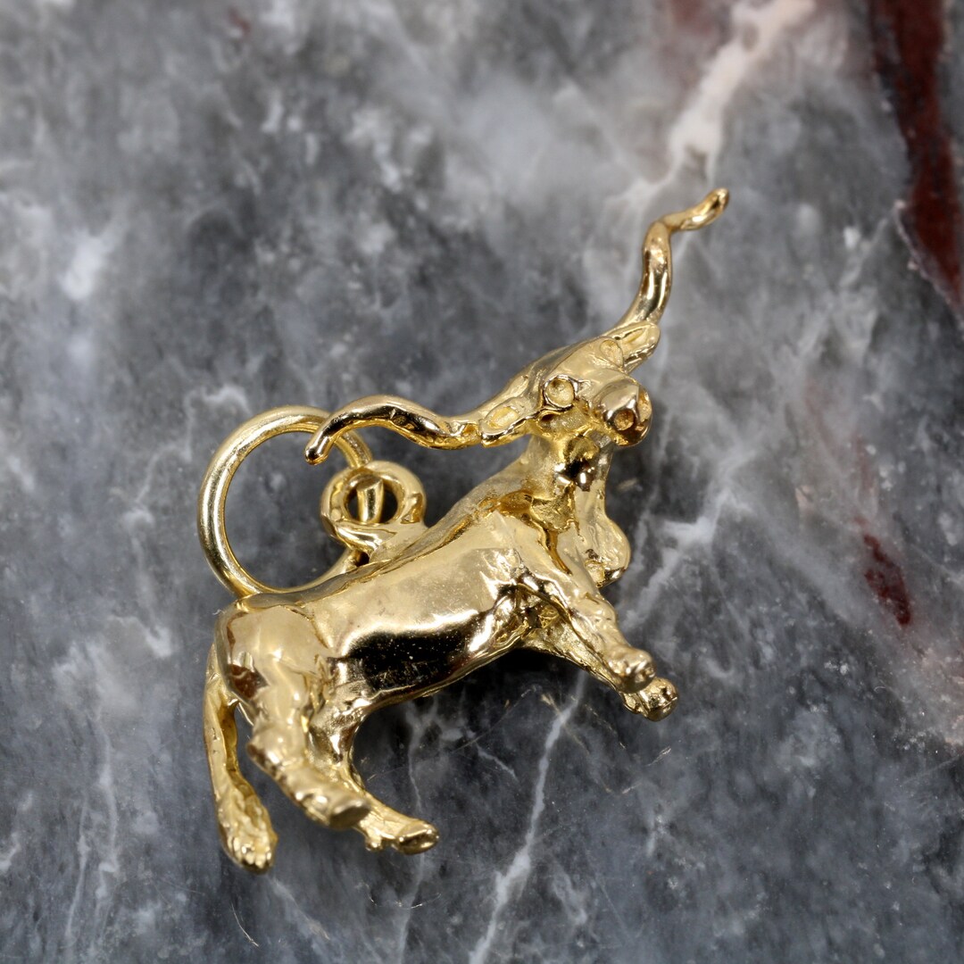 14kt Solid Yellow Gold Longhorn Charm: Texas Steer Pendant - Etsy
