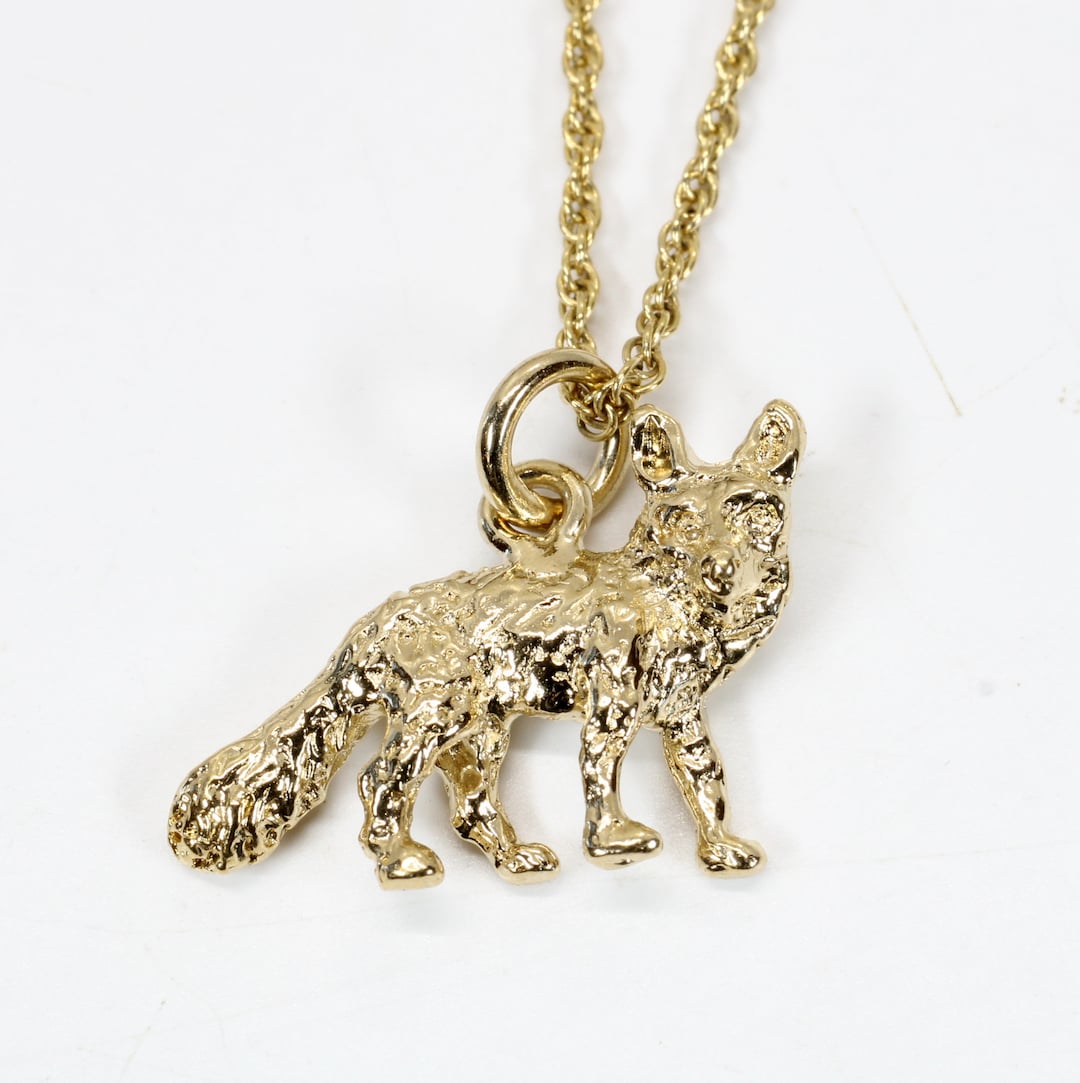Gold Fox Necklace Made in 14kt Gold Vermeil: 3D Wildlife Animal Pendant ...