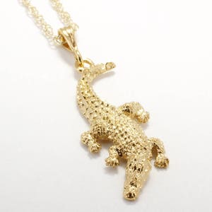 Large Gold Alligator or Crocodile Necklace in 14kt Yellow Gold Vermeil ...