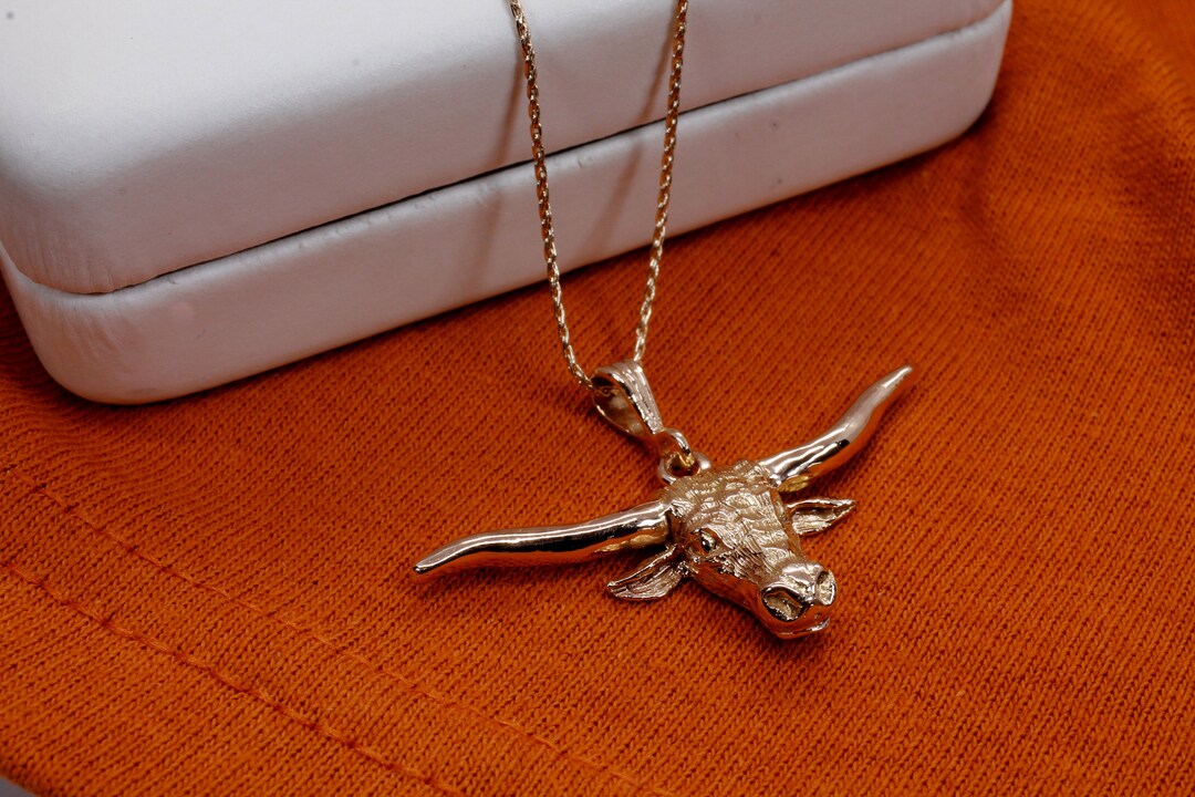 Rose Gold Texas Longhorn Necklace for Him or Her, Burnt Orange Texas ...
