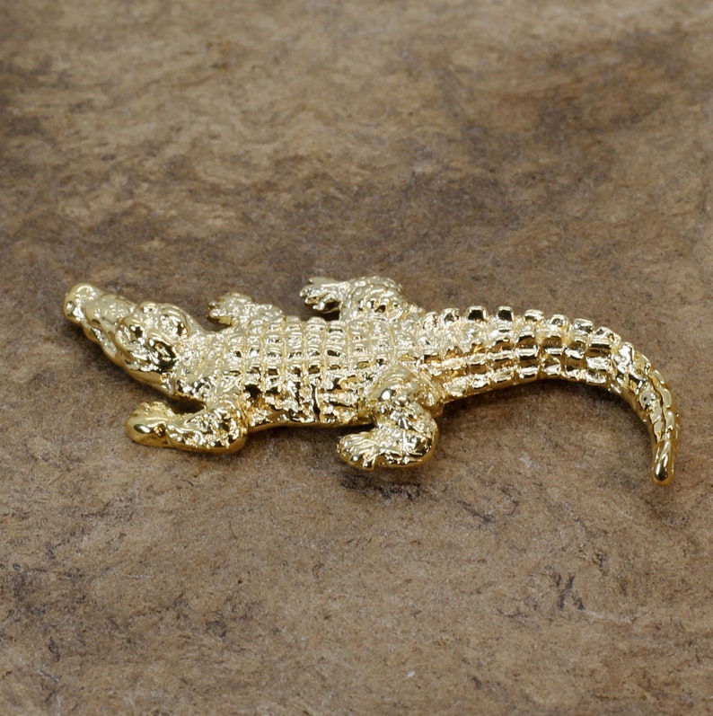 Large Alligator or Crocodile Brooch or Pin in 14kt Yellow Gold | Etsy