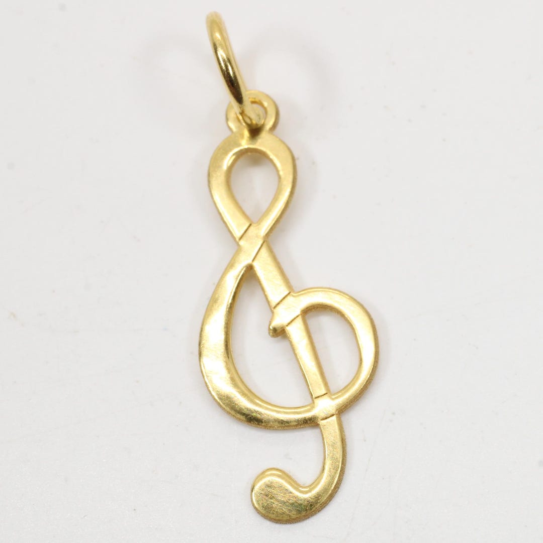 Gold Treble Clef Necklace: 14kt Gold Vermeil Music Note Pendant All ...