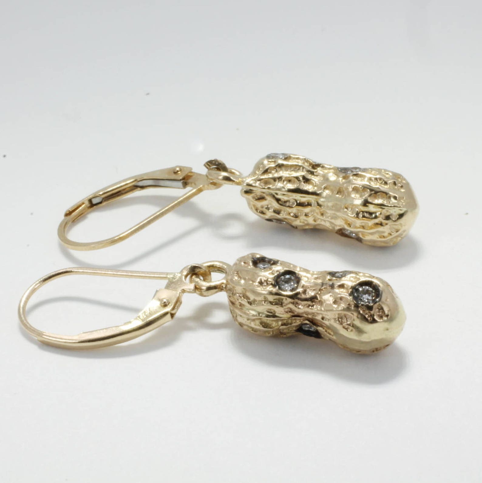 Diamond Peanut Jewelry 14kt Gold Peanut Earrings With - Etsy