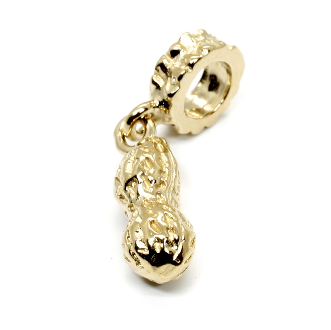 Small 14kt Gold Vermeil Whole Peanut Slide Charm, Gold Peanut Shell ...