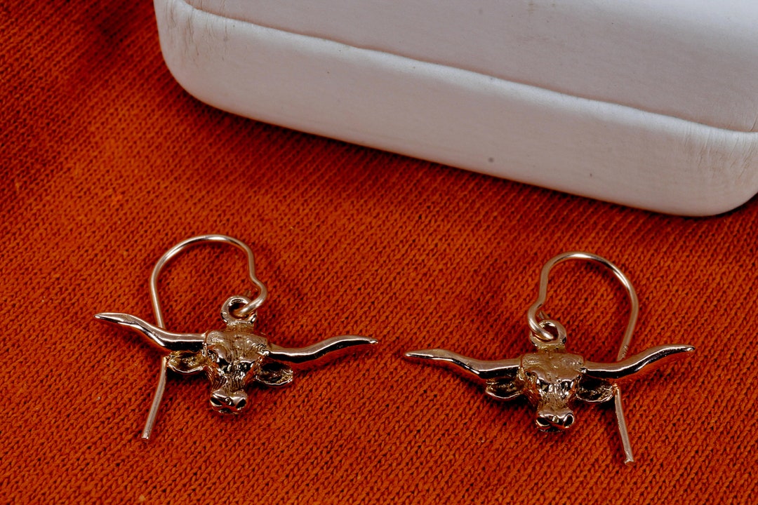 Rose Gold Texas Longhorn Earrings: 14kt Gold Football Fan Gift - Etsy