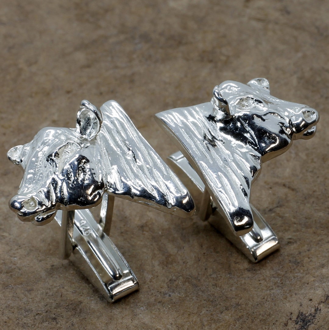 Bull Cuff Links for Him With 925 Sterling Silver Heads of Angus Bulls ...