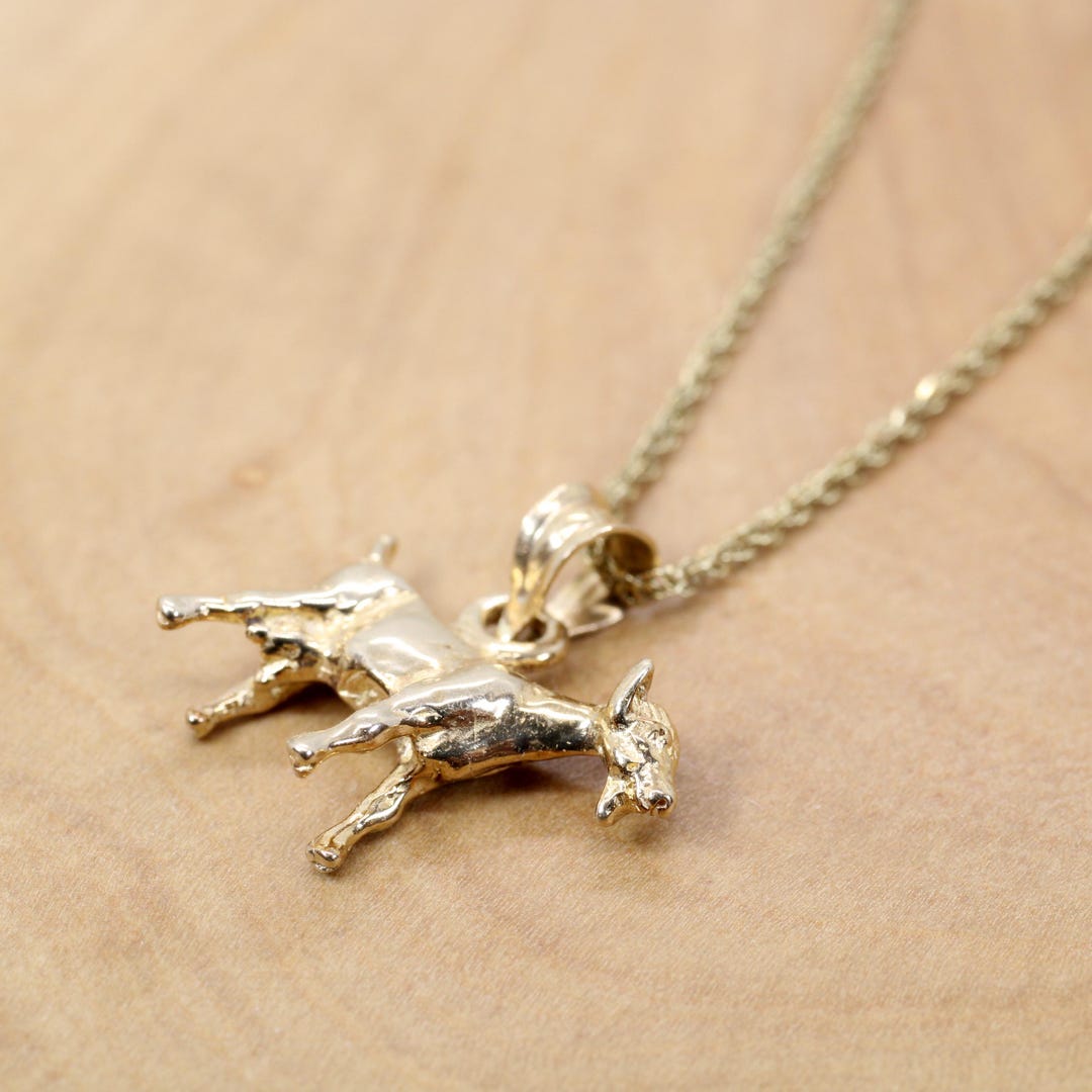 Gold Swiss Goat Necklace for Her, Solid 14kt Gold Toggenburg Goat ...