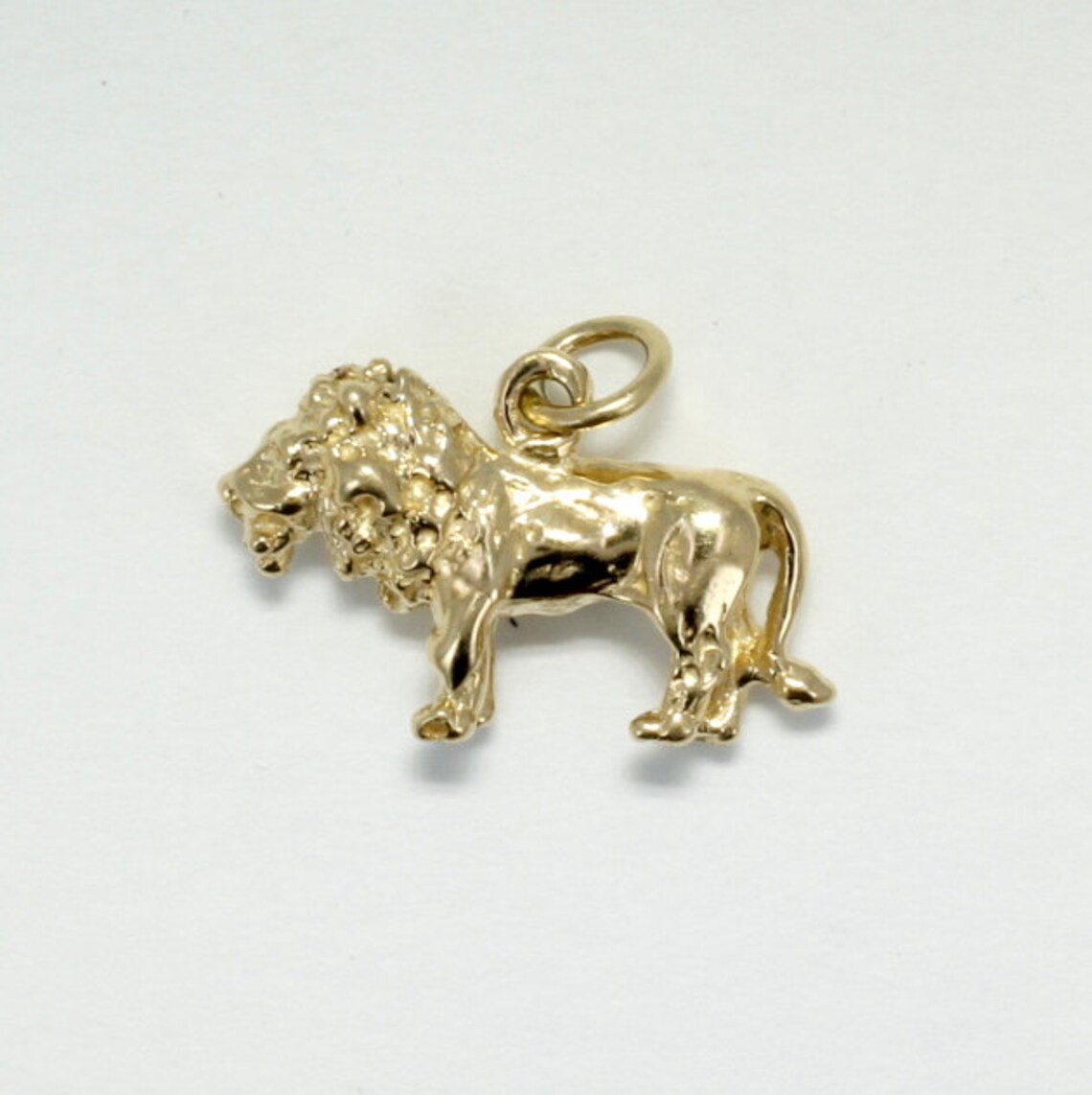 Gold Lion Charm 14kt Gold Full Body Lion Charm Big Cat - Etsy