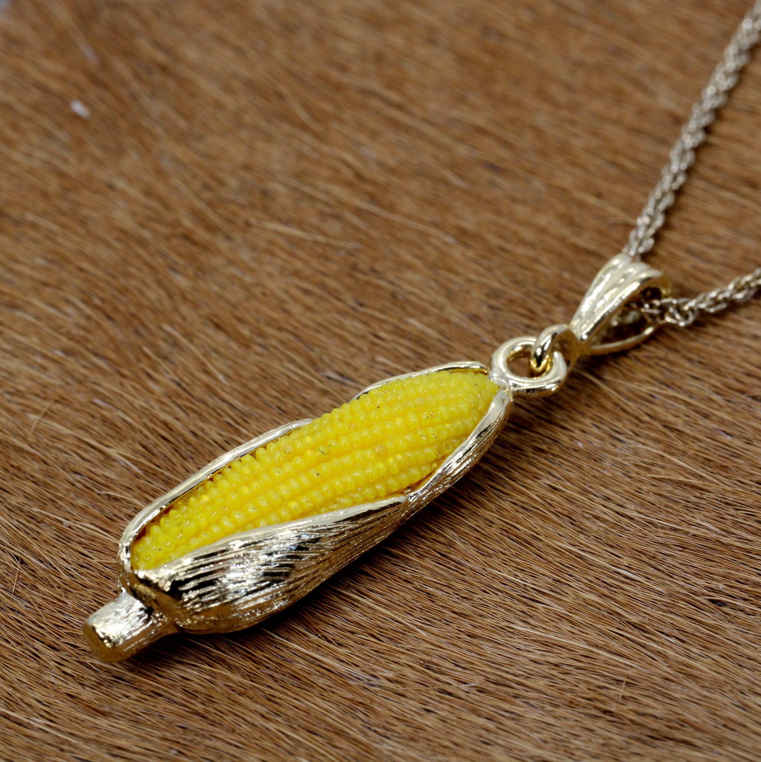 Gold Vermeil Corn Necklace: Unique Yellow Cob Pendant All Precious ...