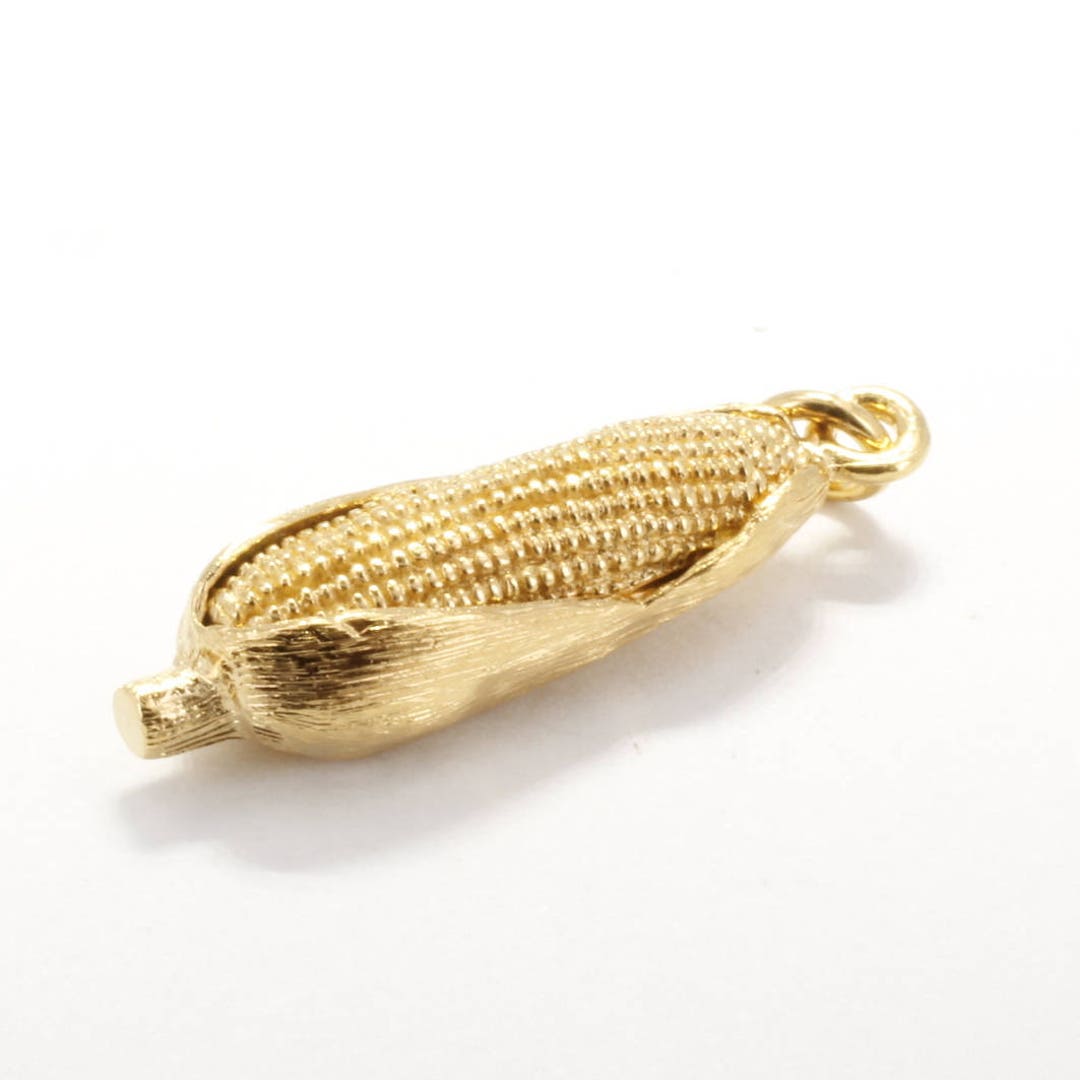Gold Corn Charm Made in 14kt Gold Vermeil: Hand-engraved Husks - Etsy