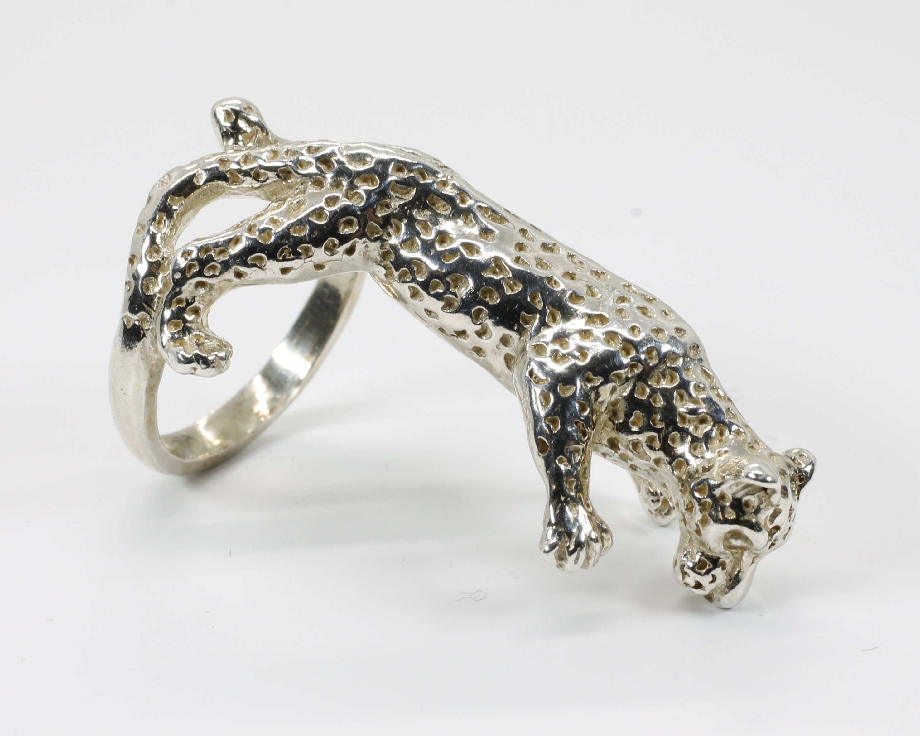 Silver Leopard Ring made in 925 Sterling Silver for long | Etsy