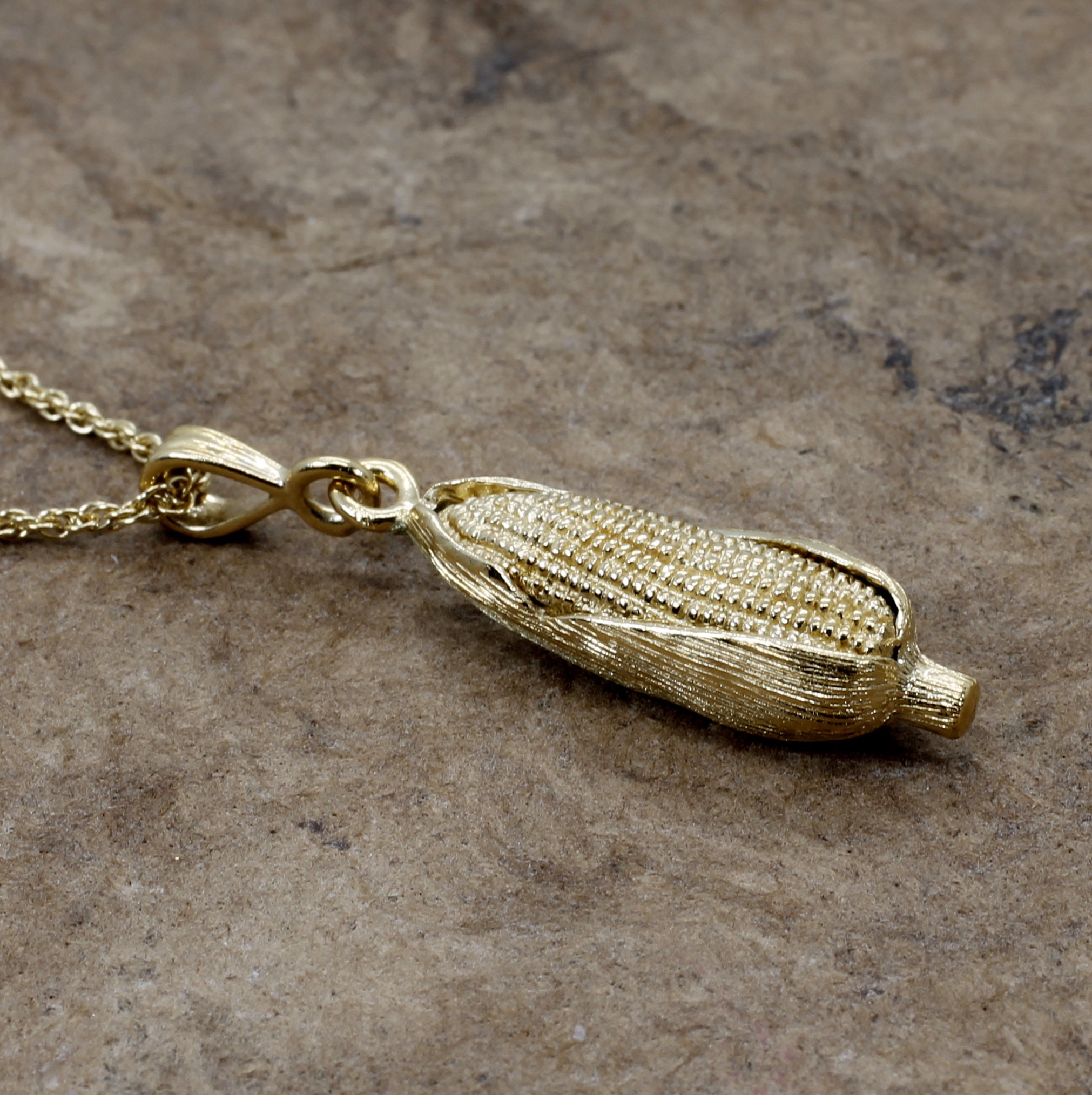 Large 14kt Gold Vermeil Corn Necklace Unique Corn Farmer Gold - Etsy