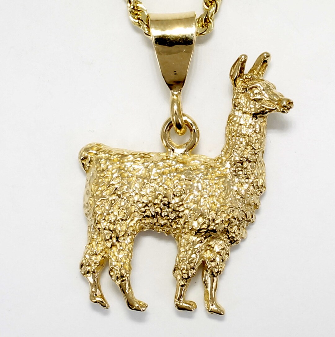 Gold Llama Necklace for Him, Giant Size 14kt. Solid Gold Llama Necklace ...