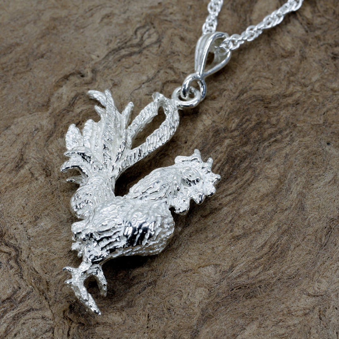 Silver Rooster Necklace With Large Three Dimensional 925 Sterling ...