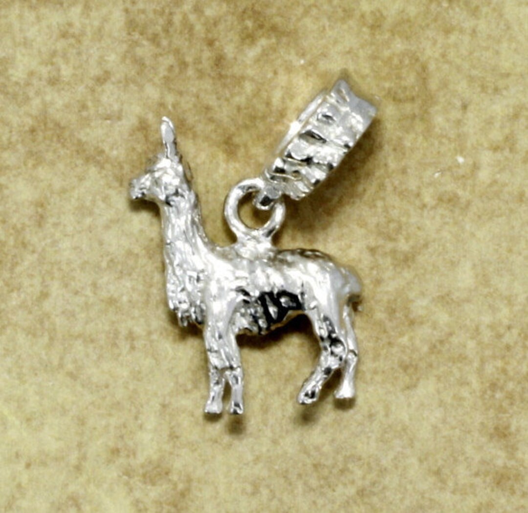 Silver Alpaca Slide Charm, 3-D Alpaca in 925 Sterling Silver, Suri ...