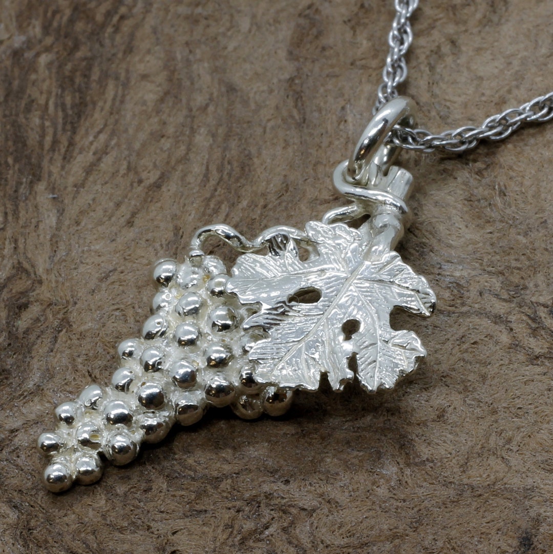 Sterling Silver Grape Cluster Necklace: Wine Lover Gift - Etsy