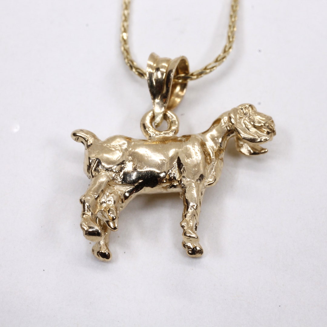 Gold Nubian Dairy Goat Necklace for Her, 14kt Solid Gold 3-D Goat, Gift ...