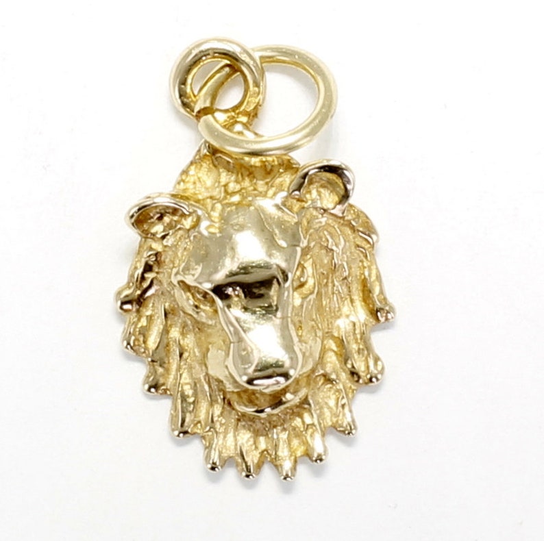 14kt Gold Lion Charm Facing Forward With Pretty Mane Lion - Etsy