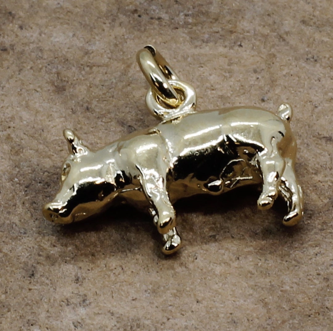 Show Pig Charm for Her,14kt Gold Vermeil Show Pig Charm, Stock Show ...