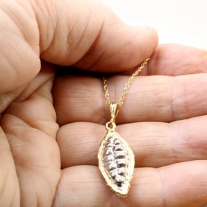 Gold Vermeil Cocoa Bean Necklace: Cacao Fruit Pod, Sterling Silver ...