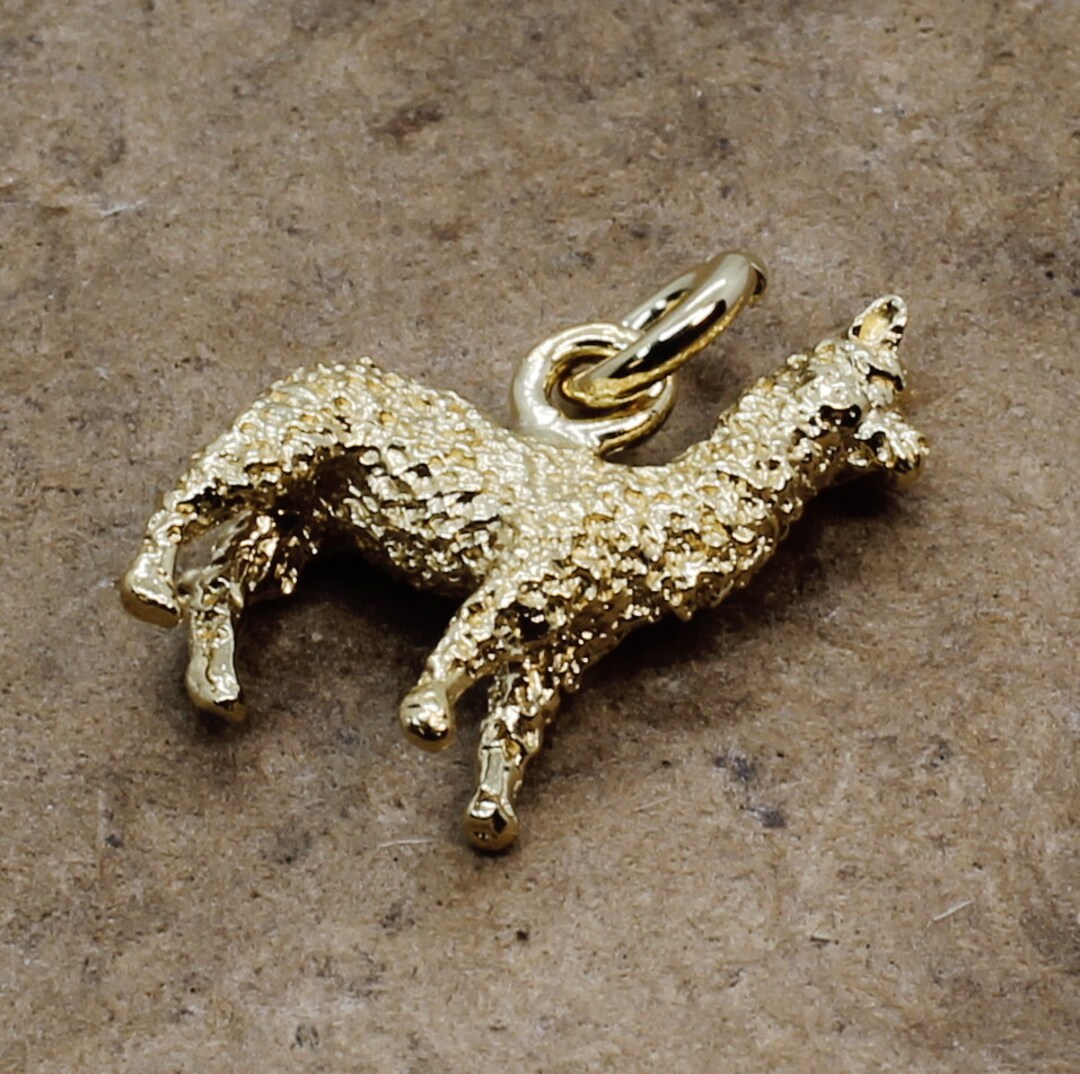 Alpaca Charm for Her,small Three Dimensional 14kt. Gold Vermeil Huacaya ...