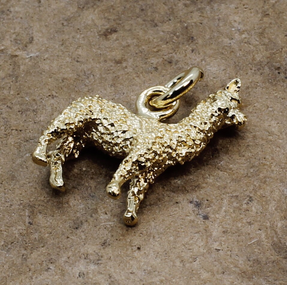 Alpaca Charm for Hersmall Three Dimensional 14kt. Gold - Etsy