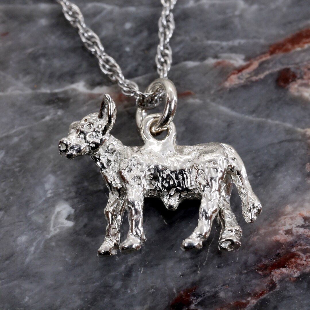 Silver Calf Necklace for Her, 3D Solid 925 Sterling Silver Calf Charm ...
