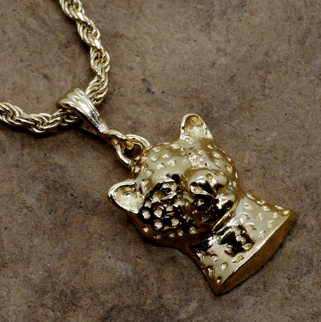 14kt Gold Vermeil Leopard Head Necklace: Africa Wildlife Jewelry, All ...