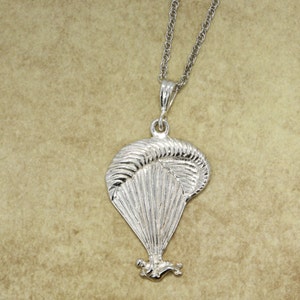 Sterling Silver Paraglider Necklace: Hand Sculpted Pendant, 18" Chain ...