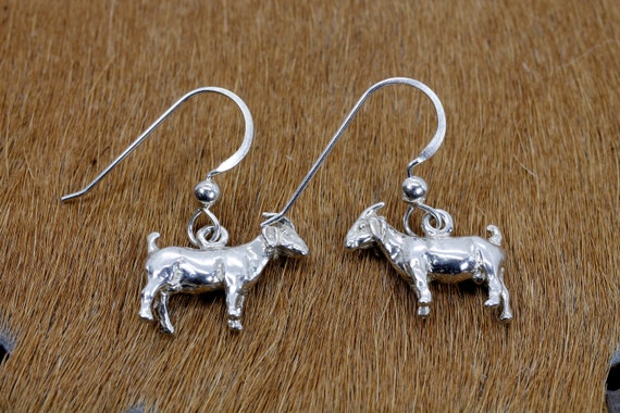 Silver Goat Earrings 925 Sterling Silver Small Boer Goat | Etsy